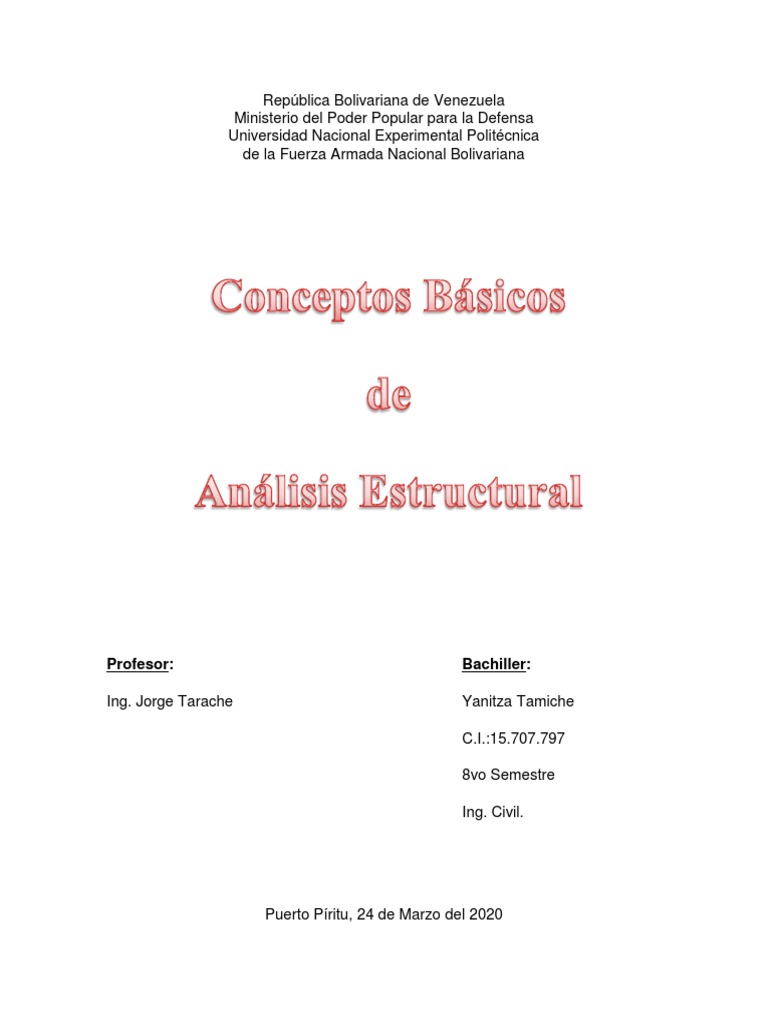Trabajo Conceptos Básicos de Análisis Estructural | PDF | Braguero | Doblar