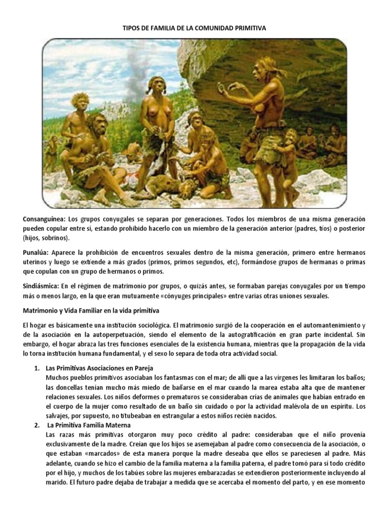Tipos de Familia de La Comunidad Primitiva | PDF | Mujer | Hombre