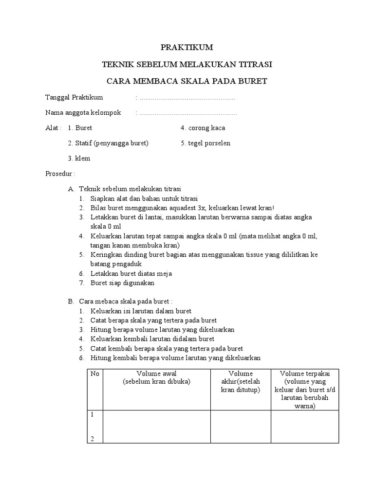 Praktik Membaca Skala Buret | PDF