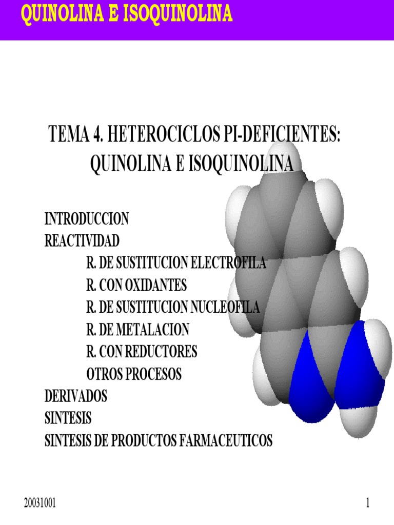 Tema 4 Quinolinas | PDF | Sustancias químicas | Compuestos químicos