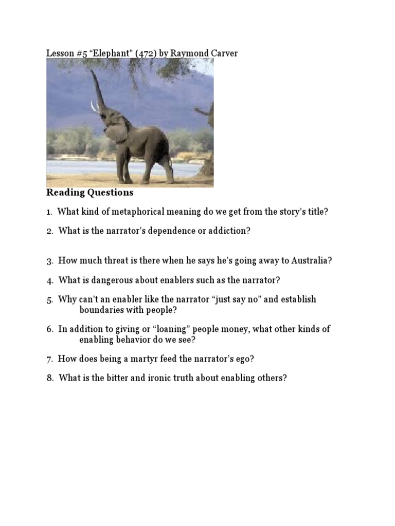 Elephant Reading Questions Word | PDF