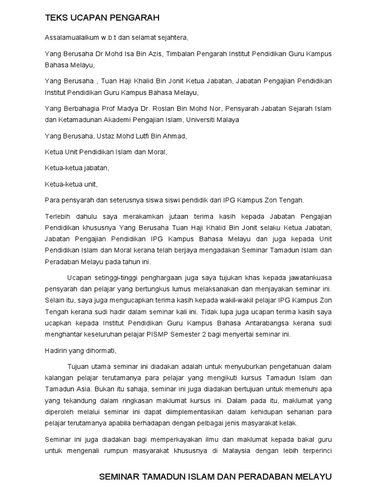 Teks Ucapan Pengarah | PDF Teks Ucapan Pengarah | PDF