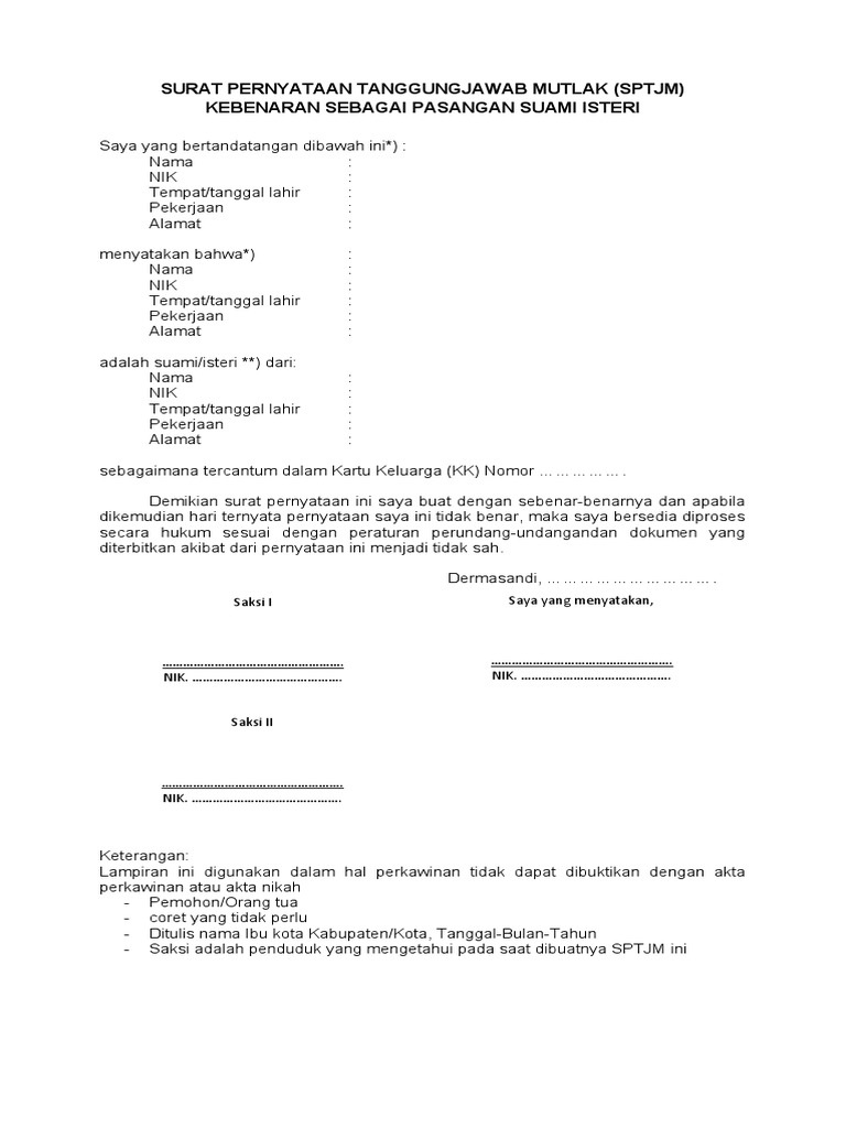 SPTJM Suami Istri | PDF