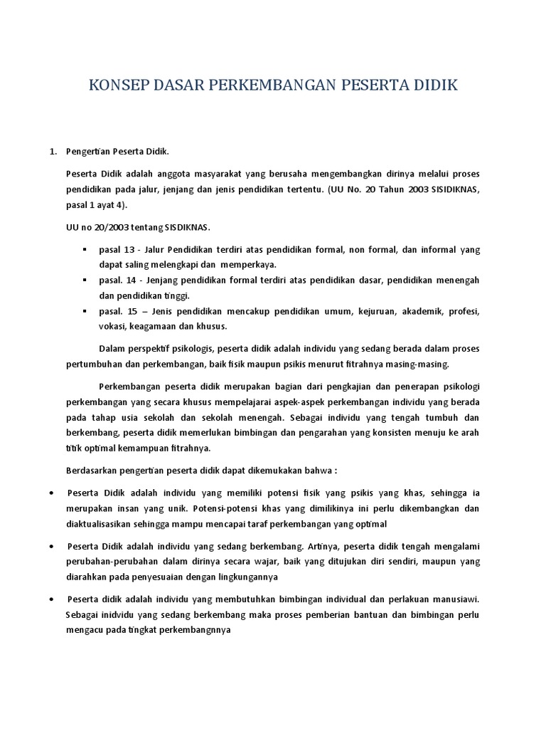 Konsep Dasar Perkembangan Peserta Didik (Dinda) | PDF