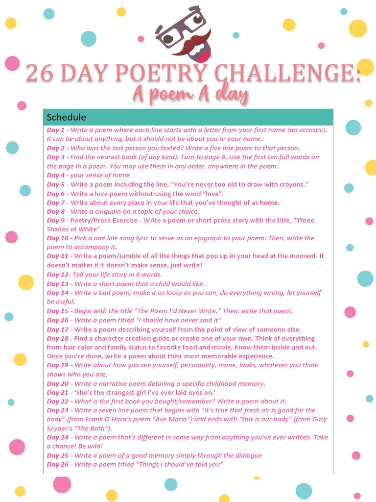 26 Day Poetry Challenge | PDF | Poetry