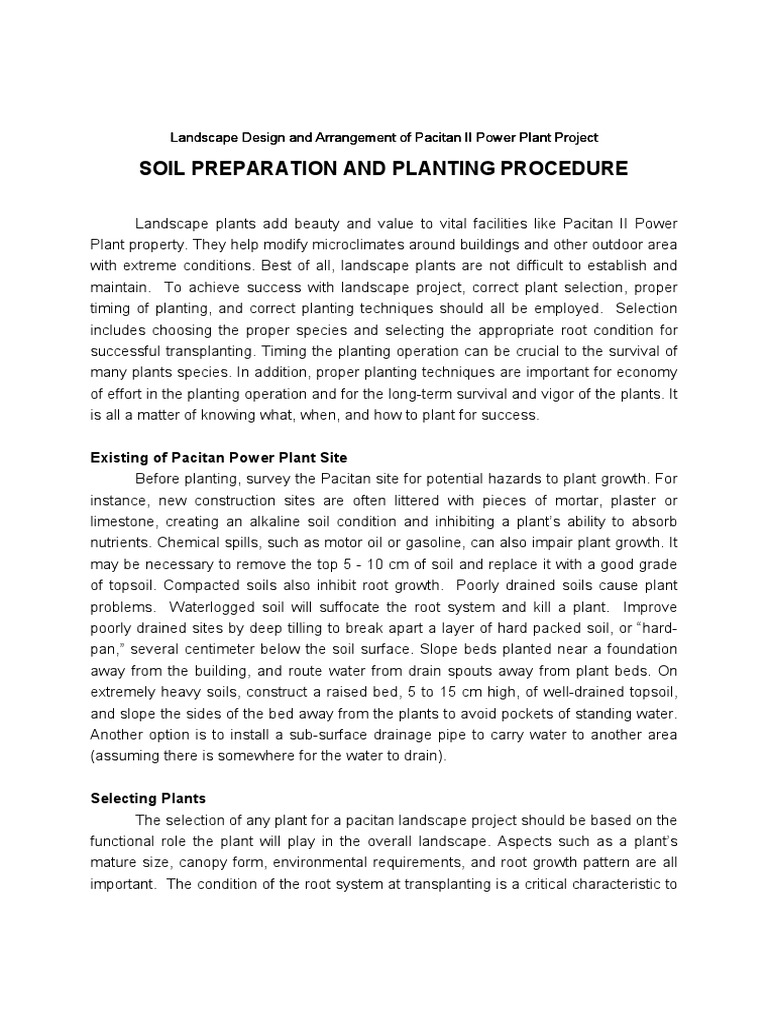 Landscape Construction Procedure | PDF | Trees | Drainage