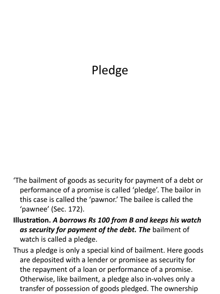 Module 2-Pledge | PDF | Loans | Possession (Law)