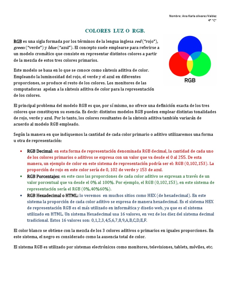 Cómo se obtiene el color blanco en RGB | PDF | Modelo de color Rgb | Azul