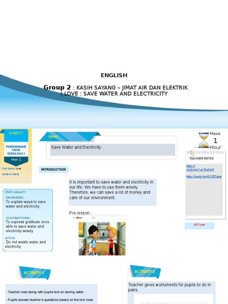 Save Water and Electricity Lesson Plan | PDF | English Language | Teachers