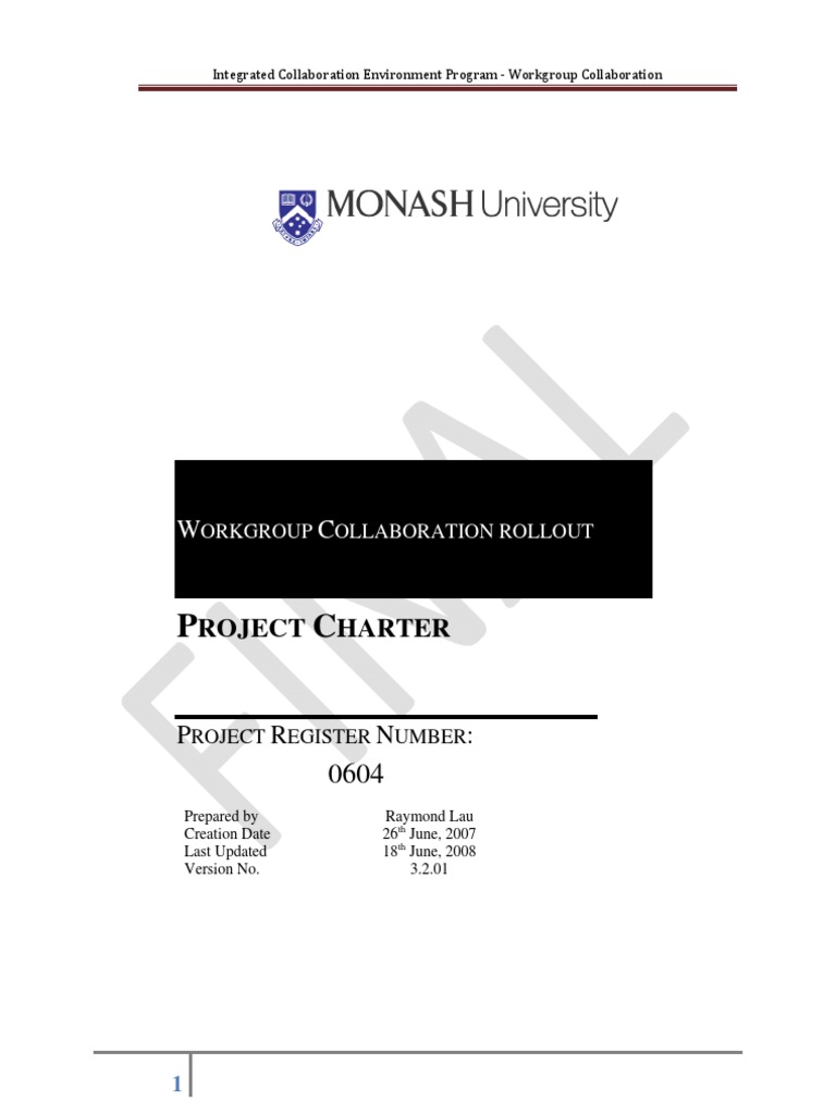 WCR Project Charter | PDF | Science & Mathematics | Technology ...