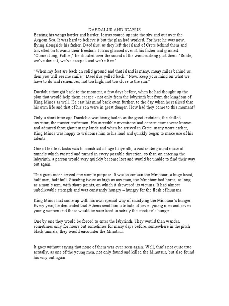 Daedalus and Icarus | PDF | Minotaur | Theseus