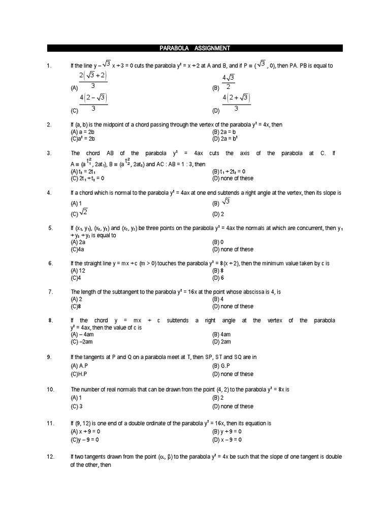 Conic Section Assignment | PDF | Ellipse | Mathematical Objects