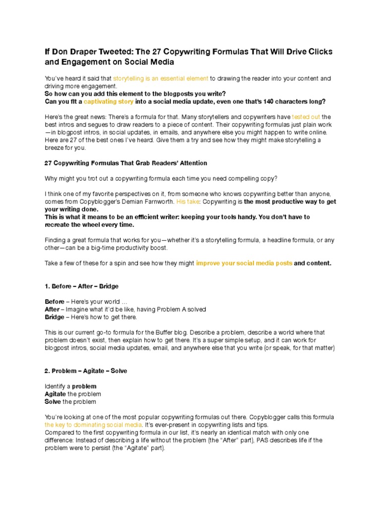 The 27 Copywriting Formulas That Will Drive Clicks and Engagement On ...