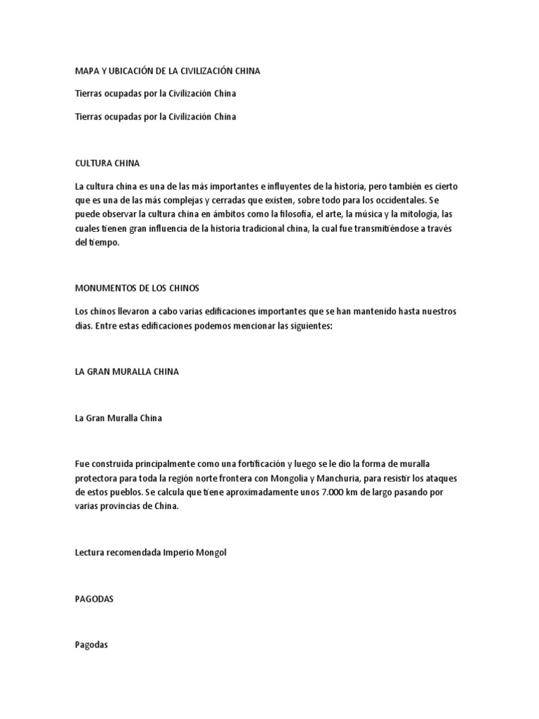 Mapa y Ubicación de La Civilización China | PDF | Historia de china | China