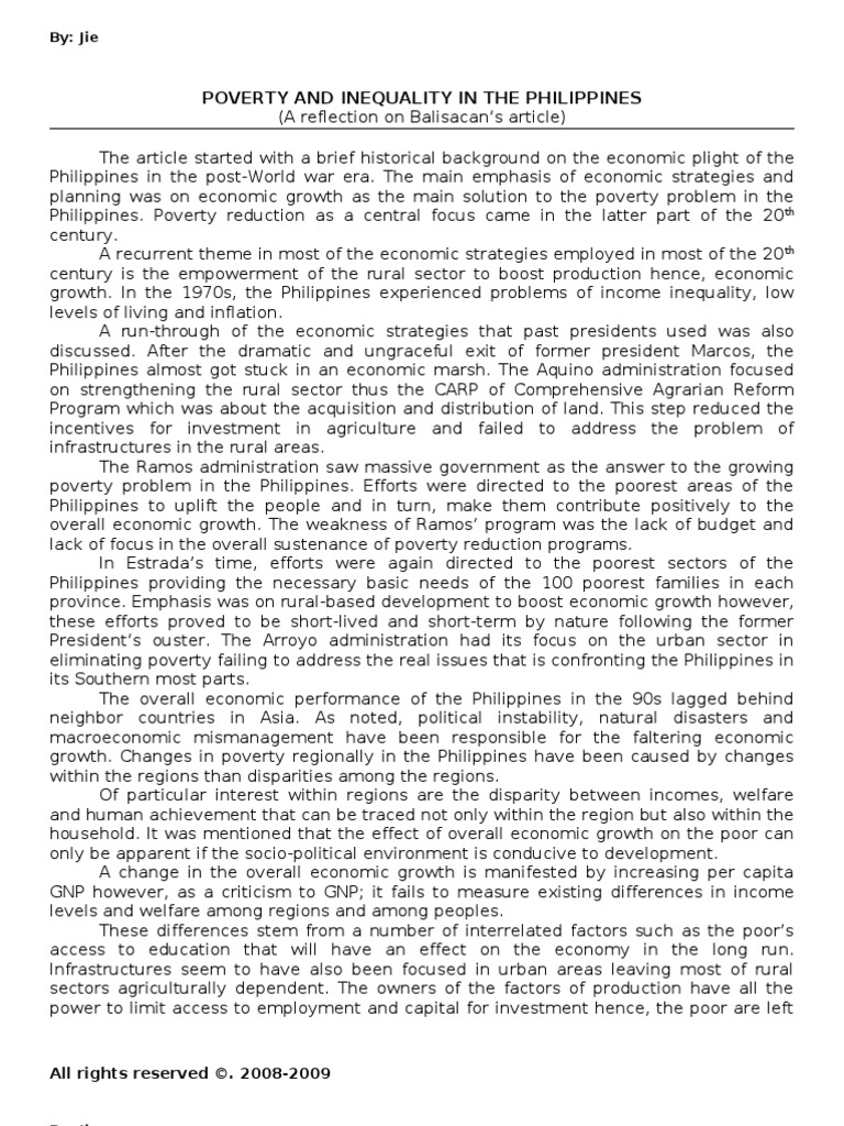 Poverty and Inequality in the Philippines | PDF | Poverty | Poverty ...