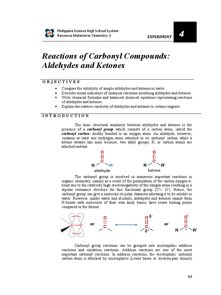 Lab 5 Reactions of Carbonyl Compounds PDF | PDF | Aldehyde | Ketone