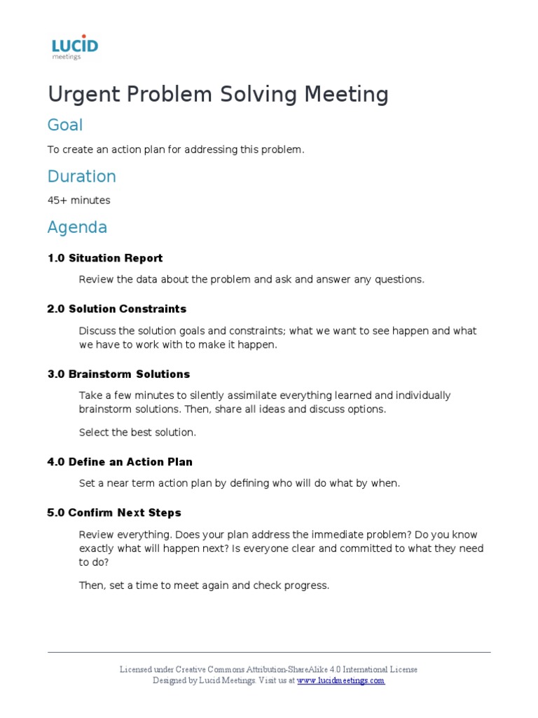 Urgent Problem Solving Agenda | PDF