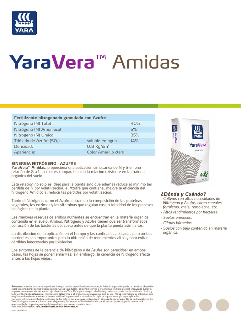 YARA VERA AMIDAS | Nitrógeno | Nutrientes