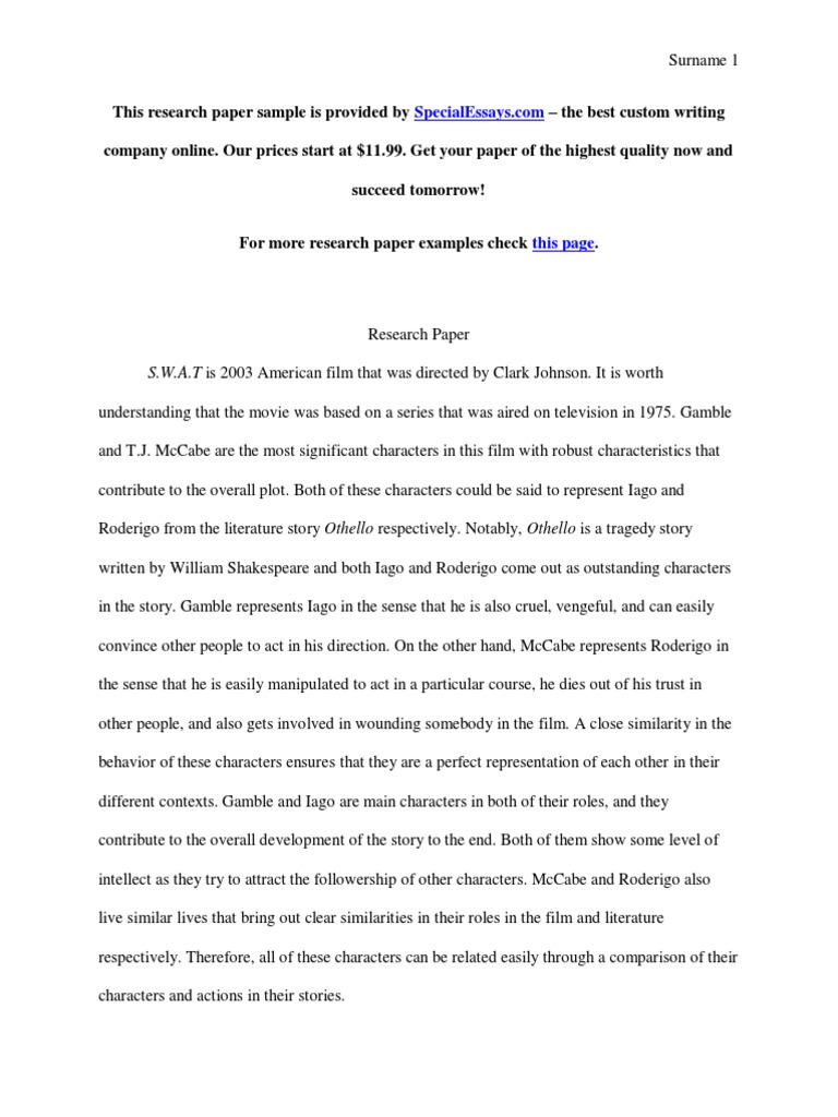 SWAT Film Analysis | PDF