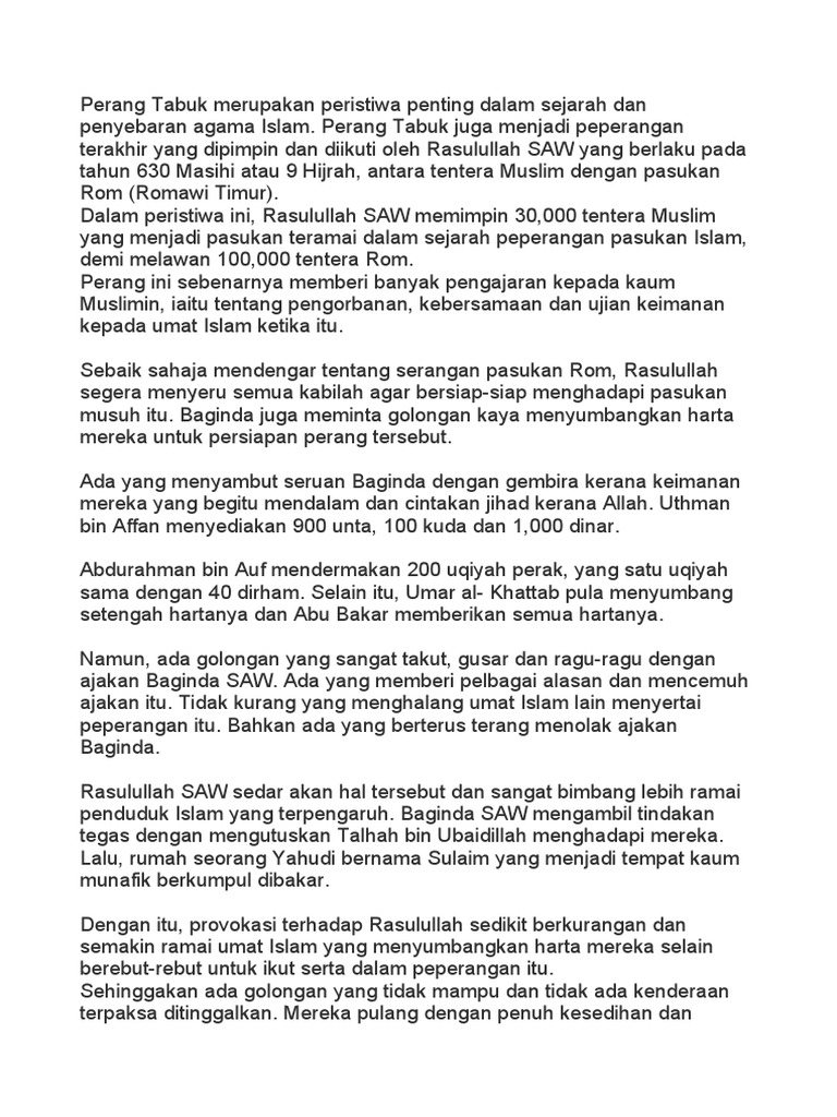 Perang Tabuk Merupakan Peristiwa Penting Dalam Sejarah Dan Penyebaran ...