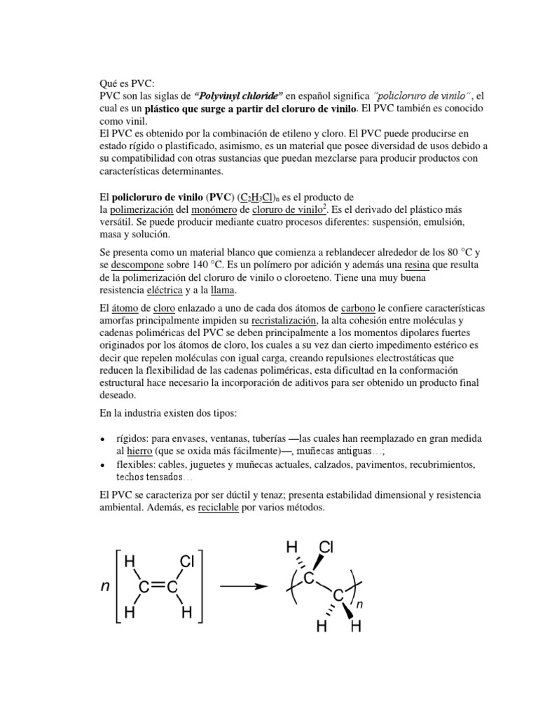 Qué Es PVC PDF | PDF | Cloruro de polivinilo | Materiales de construcción