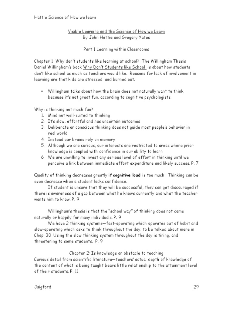 Visible Learning and The Science of How We Learn | PDF | Expert | Memory