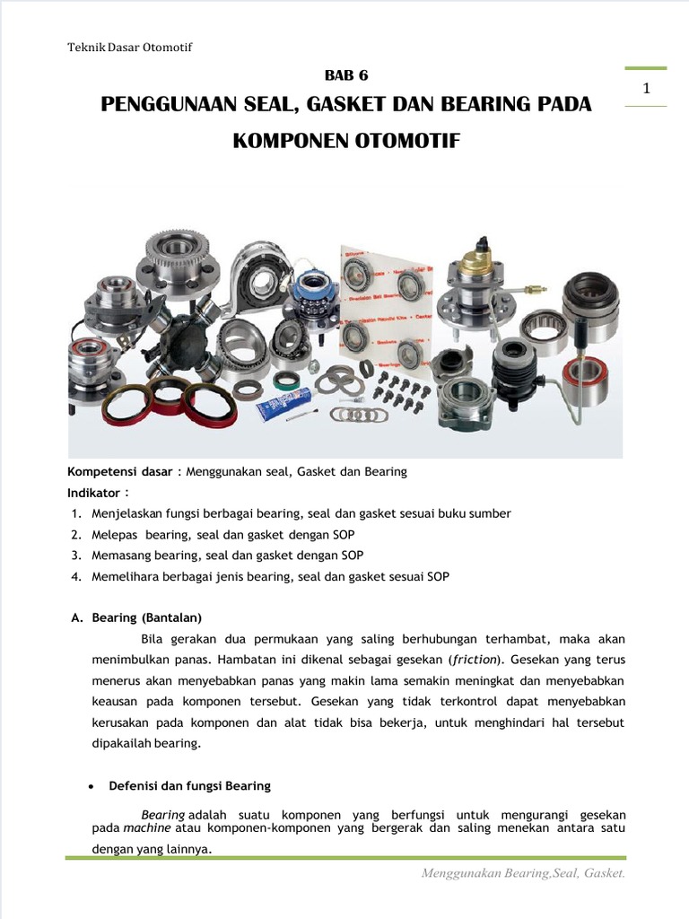 Bearing, Seal, Gasket: Panduan Otomotif | PDF