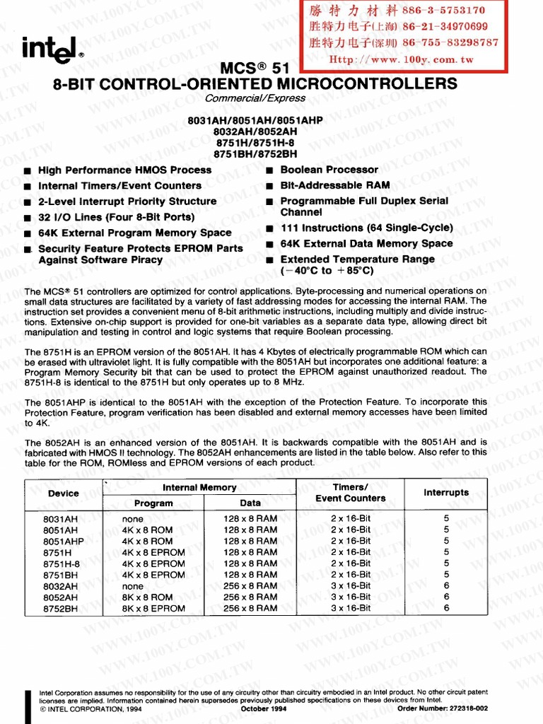 34 Intel 8752BH PDF | PDF | Read Only Memory | Central Processing Unit