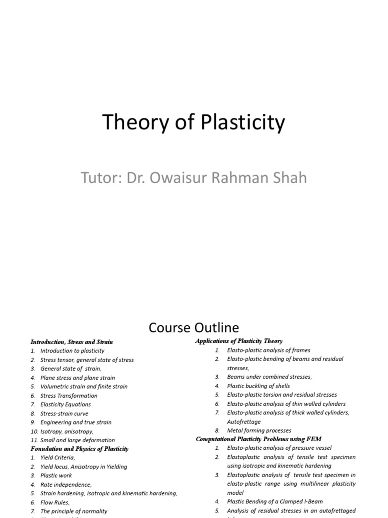 Theory of Plasticity | PDF | Deformation (Engineering) | Plasticity ...