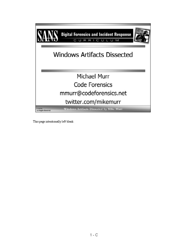 Windows Artifacts Dissected by Mike Murr | PDF | Windows Registry ...