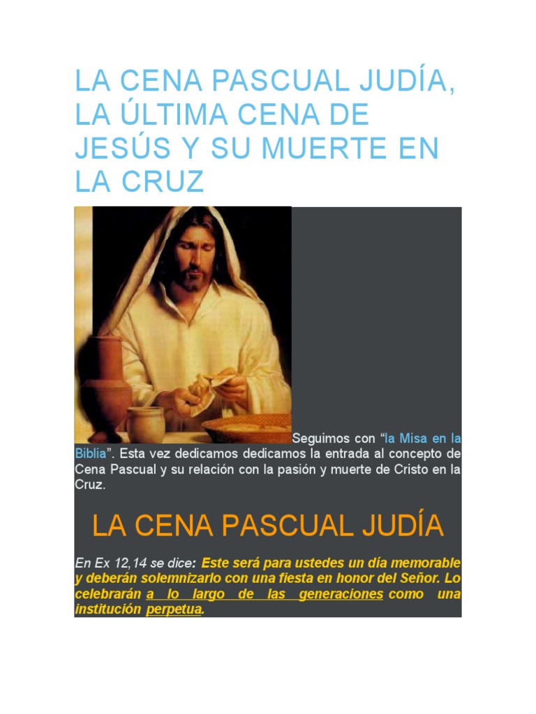 La Cena Pascual Judía | PDF | Pascua | Seder de Pascua