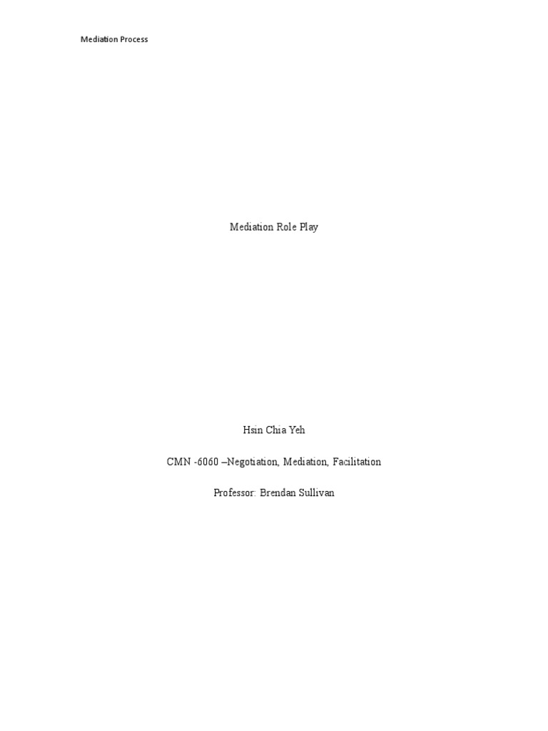 Mediation Role Play | PDF | Mediation | Conflict Resolution