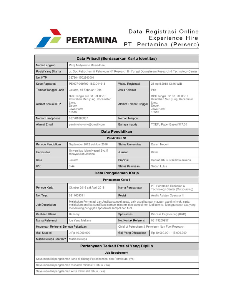 Pertamina Recruitment | PDF