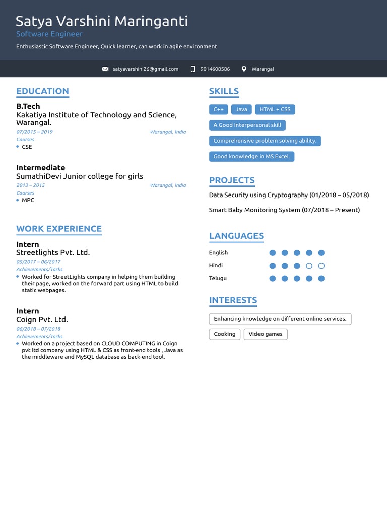 Satya's Resume | PDF