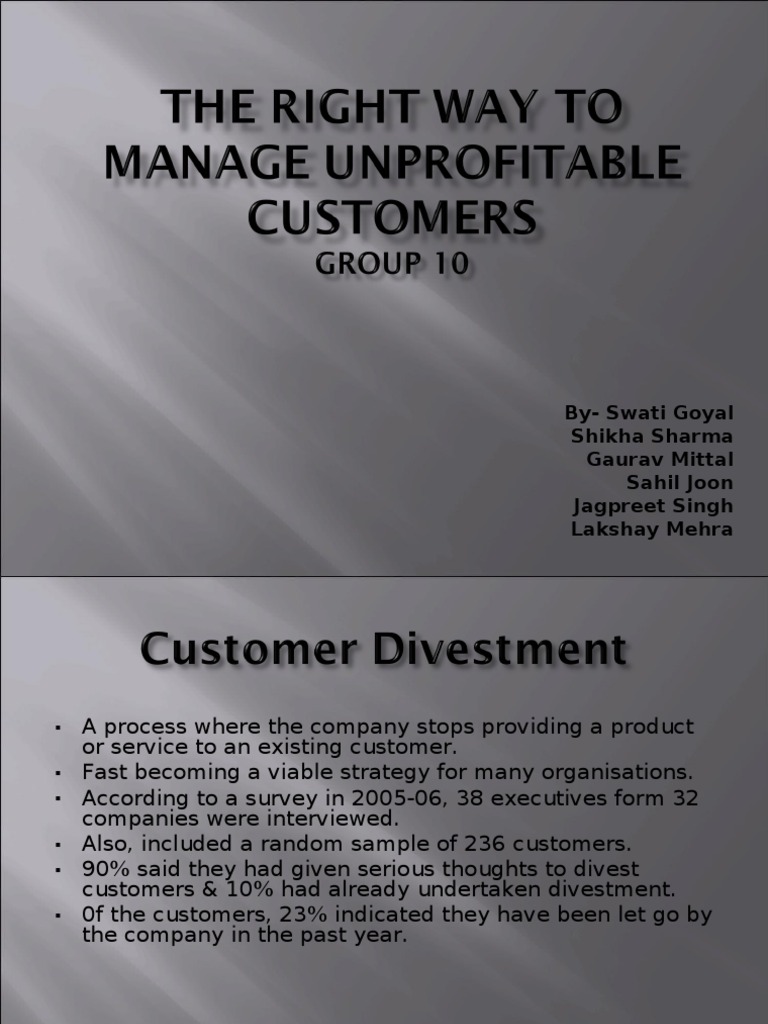 The Right Way To Manage Unprofitable Customers | PDF | Strategic ...