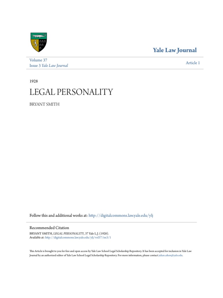 Legal Personality PDF | PDF | Jurisprudence | Corporations