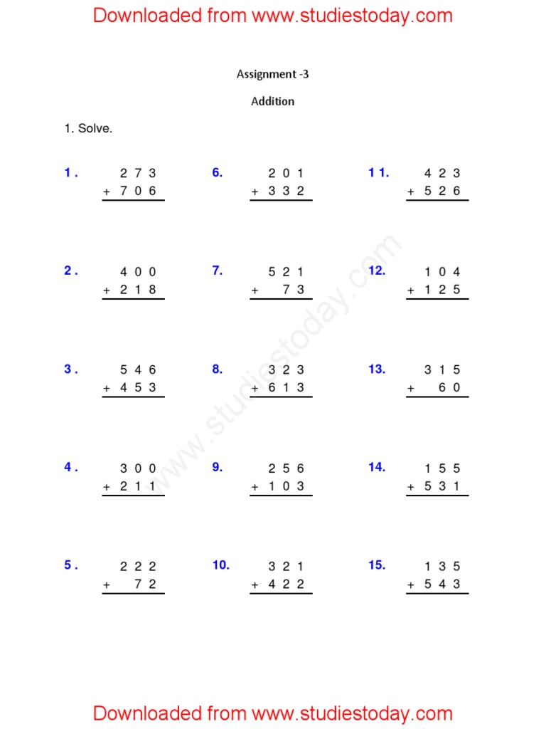 CBSE Class 2 Mathematics Addition PDF | PDF | Teaching Mathematics