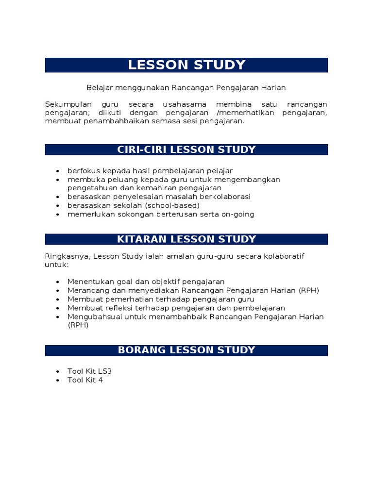 Borang PLC - Lesson Study1 | PDF
