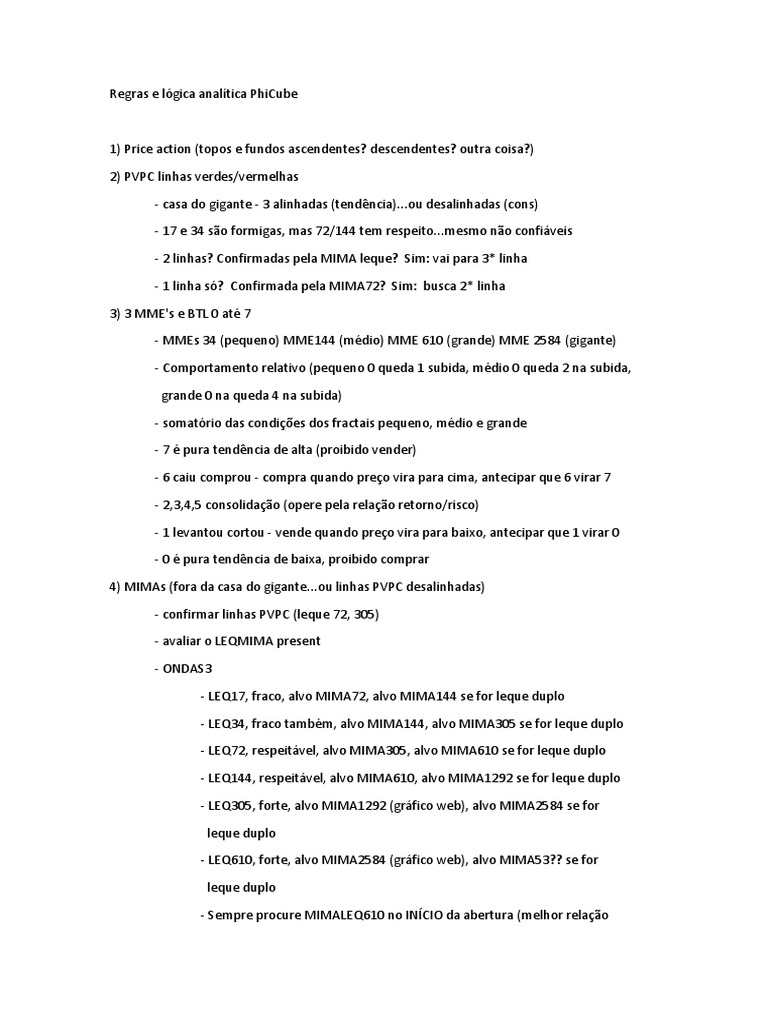 Regras de Análise PhiCube Forex | PDF