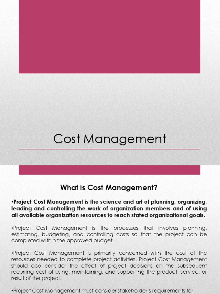 A Comprehensive Guide to Cost Management Principles, Procedures ...