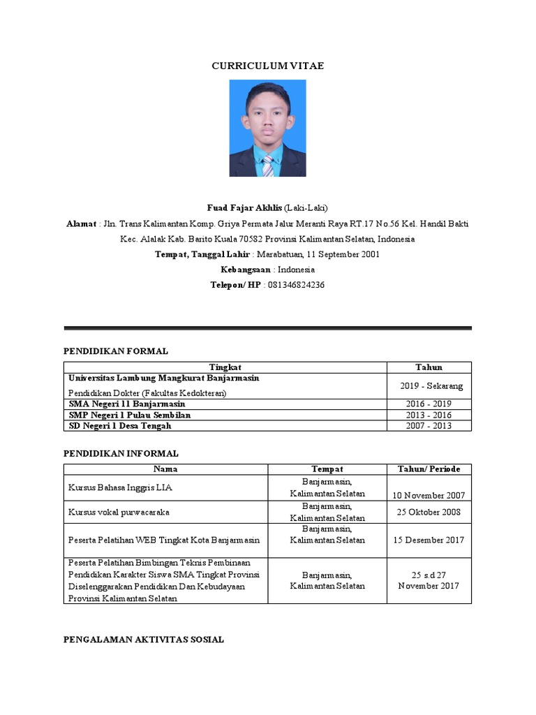 Curiculum Vitae Fuad Fajar Akhlis | PDF