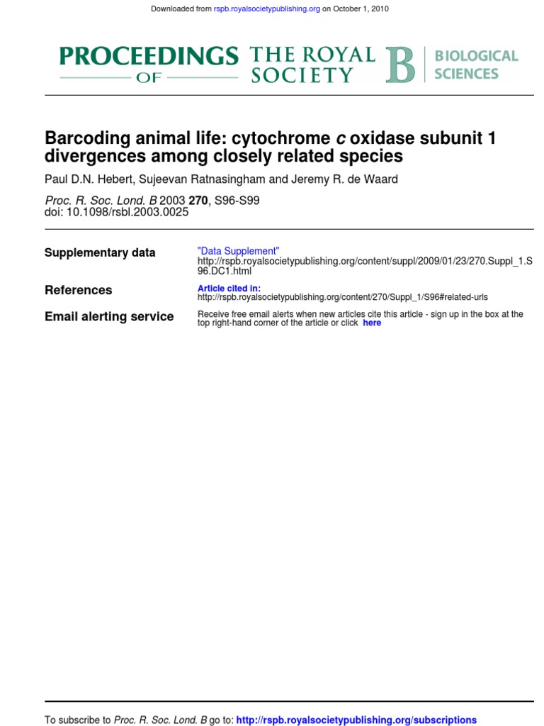 Barcoding Animal Life | PDF | Mitochondrion | Species
