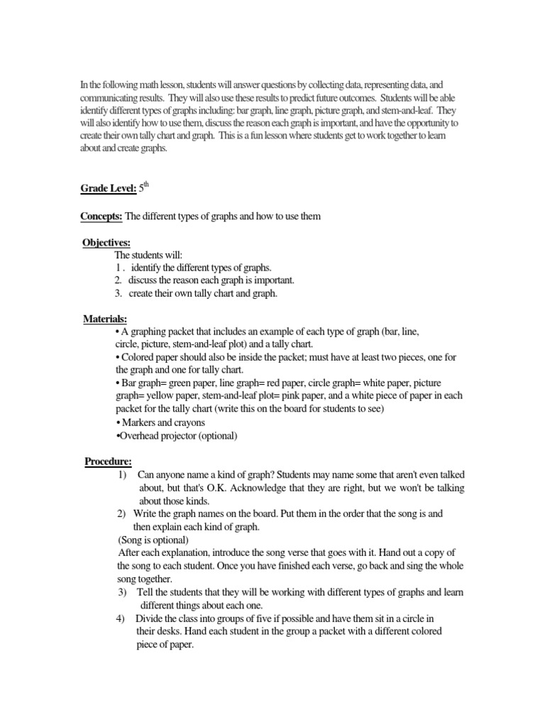 Different Kinds of Graphs Lesson Plan PDF | PDF | Chart