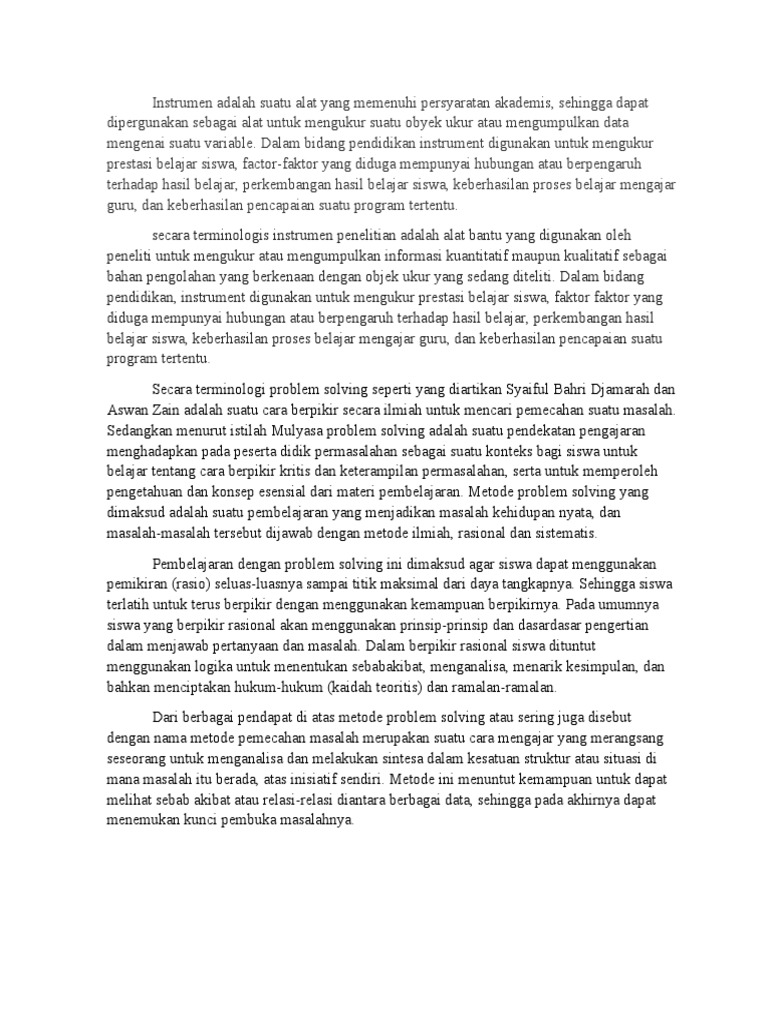 Contoh Instrumen Problem Solving | PDF