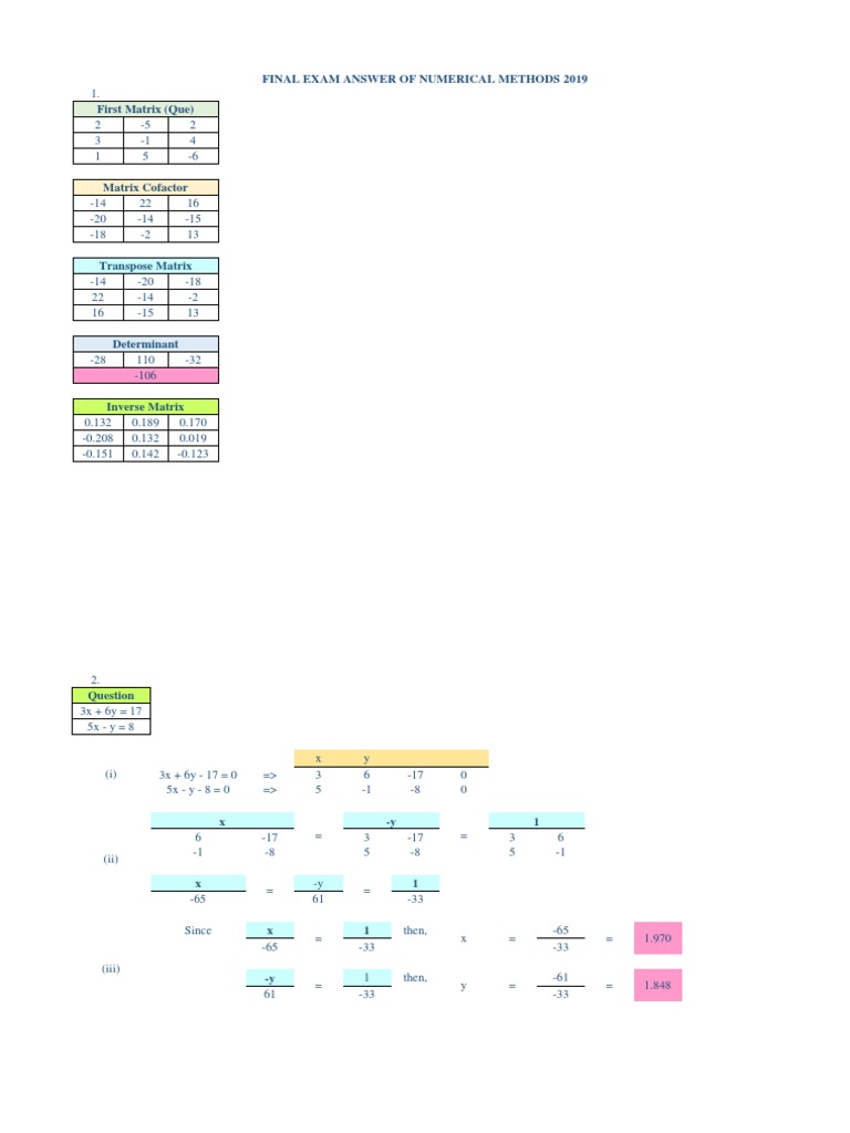 Final Exam Answer of Numerical Methods 2019 PDF | PDF | Mathematical ...