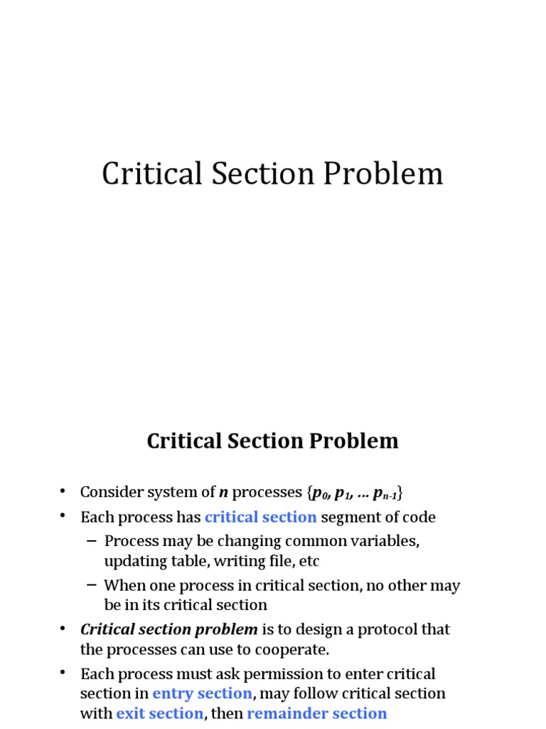 Critical Section Problem | PDF | Operating System Technology | Computing