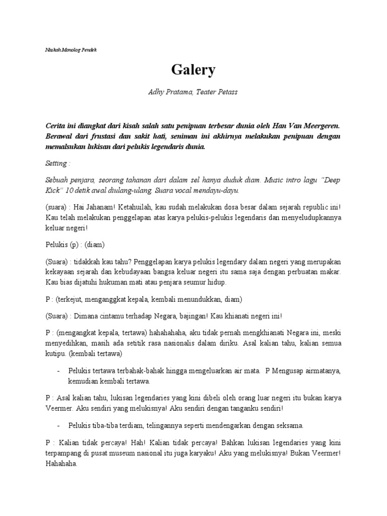 Naskah Monolog Galery | PDF