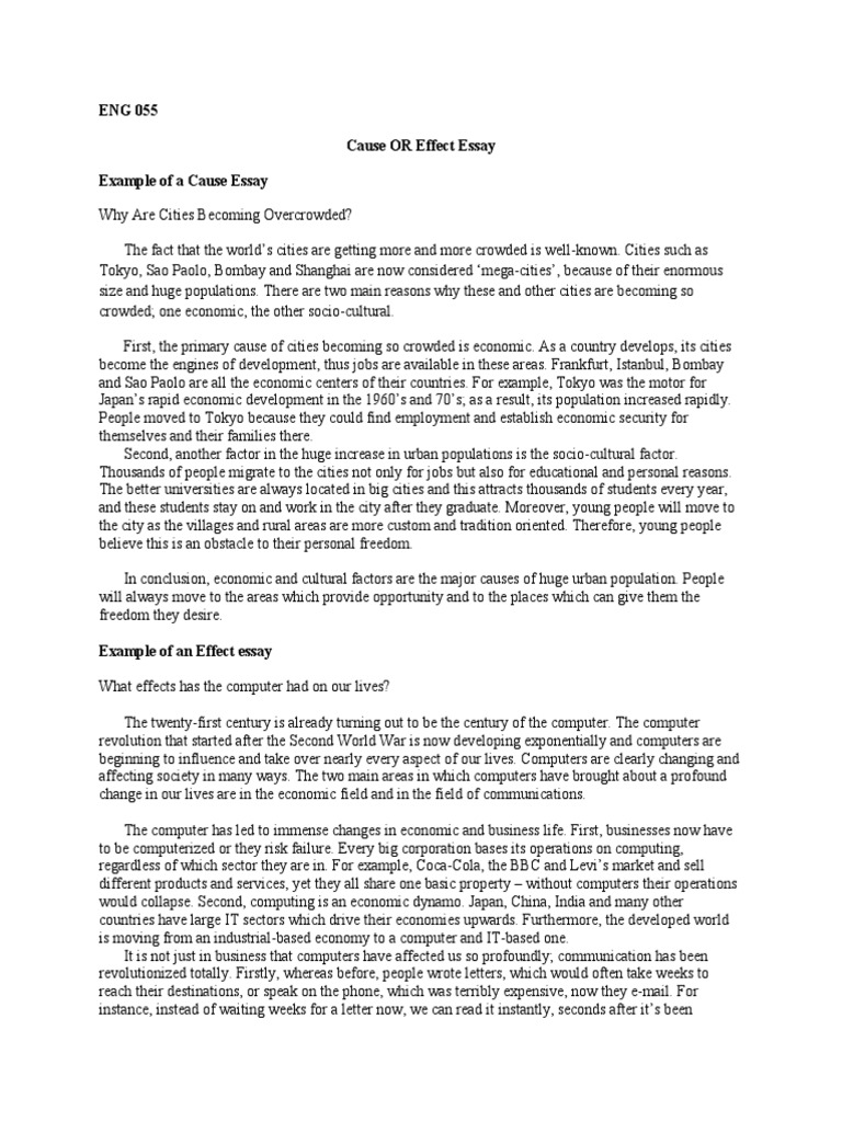 Cause and Effect Essay Sample | PDF | Economies | Computing And ...