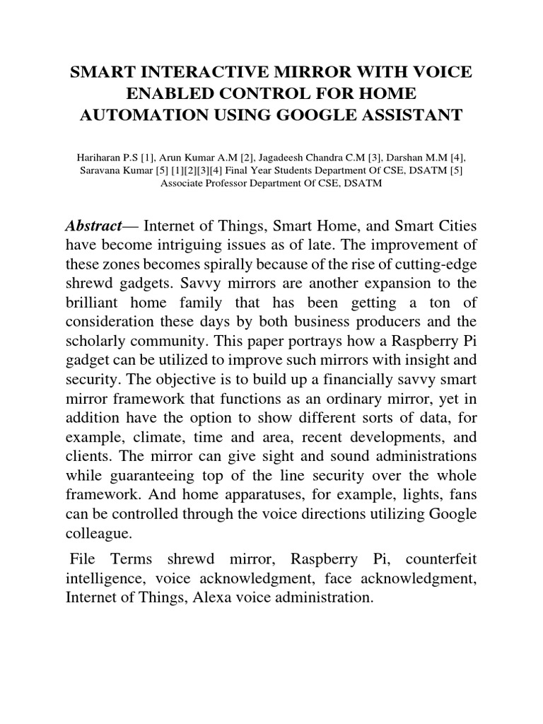 Smart Mirror PDF | PDF