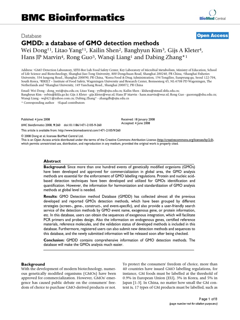 A Database of GMO Detection Methods | PDF | Genetically Modified ...